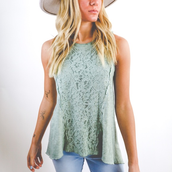 Tops | New Sage Green Sleeveless Lace Top | Poshmark